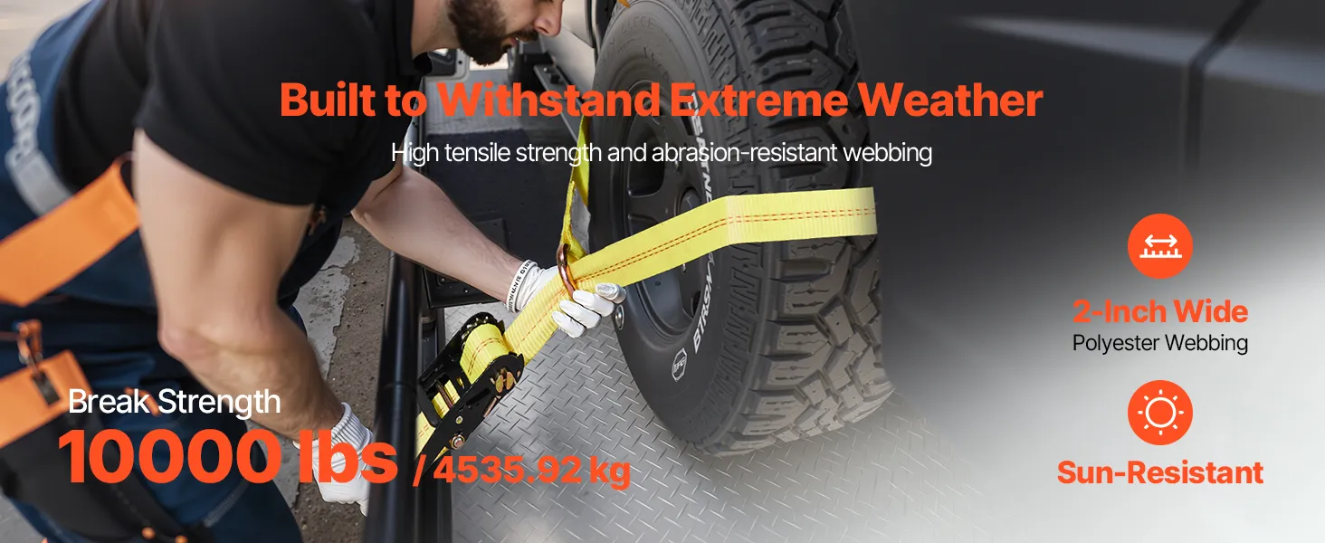 VEVOR Wheel Chock Tie-Down Kit for Trailers – 4x 3048mm Tire Straps ...