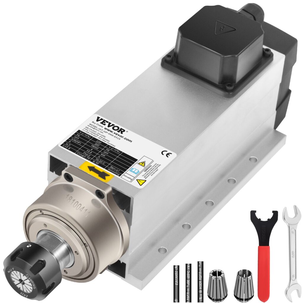 VEVOR 4kW 220V Air-Cooled ER25 Spindle Motor for CNC Engraving ...