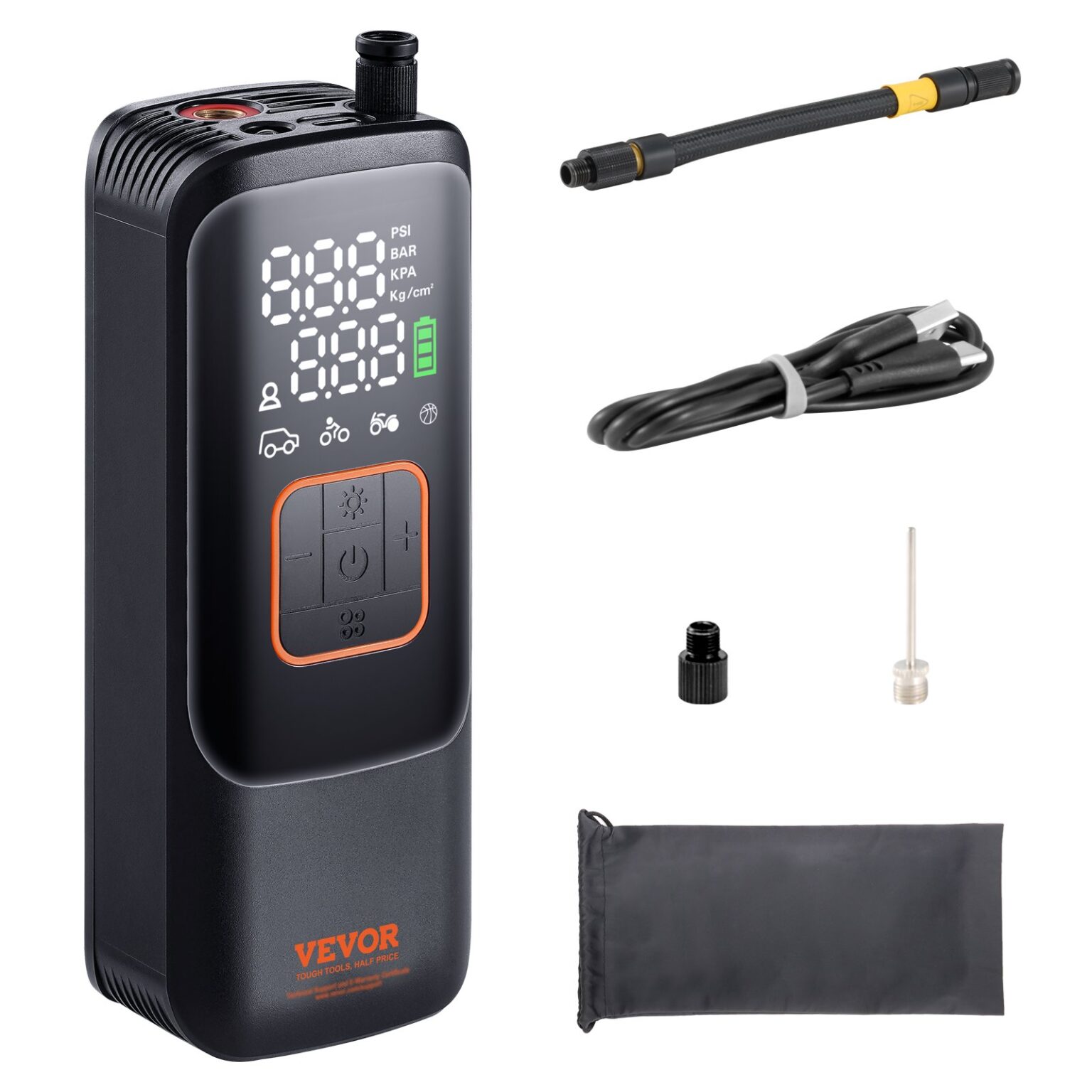 VEVOR Portable Tire Inflator 150 PSI, 4000mAh Rechargeable Air ...