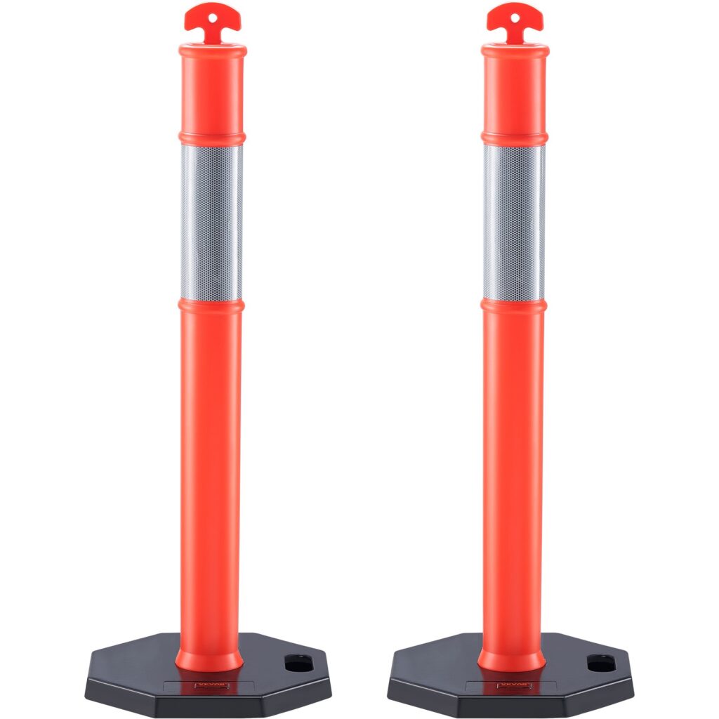 VEVOR Traffic Delineator Posts 2-Pack with 43×43 cm Rubber Base ...