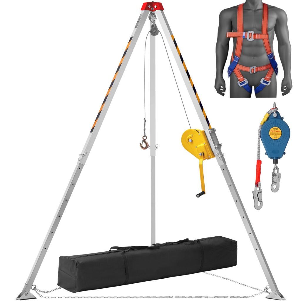 VEVOR Confined Space Rescue Tripod Kit with 1180 kg Winch, 3 m Legs, 30 ...