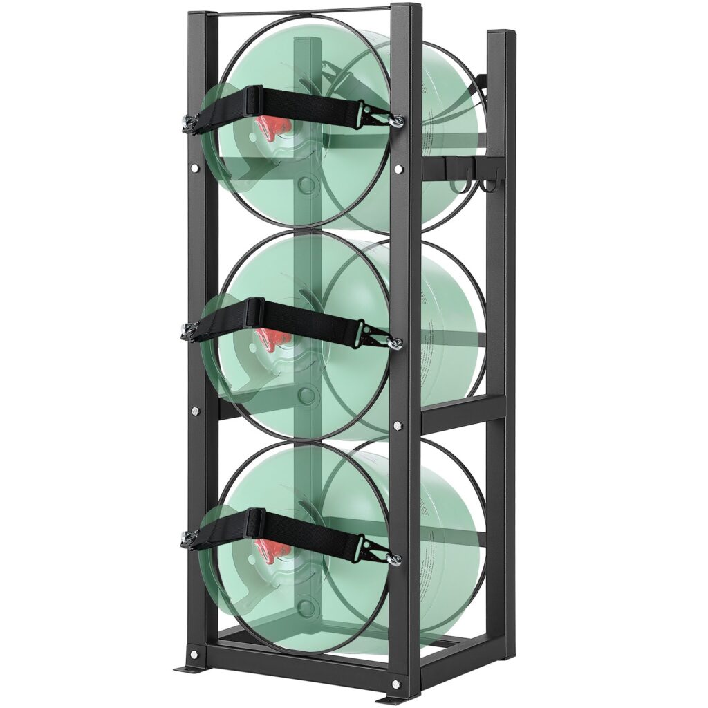 VEVOR Refrigerant Tank Rack for 3×13.6kg Cylinders, 325x330x840mm ...