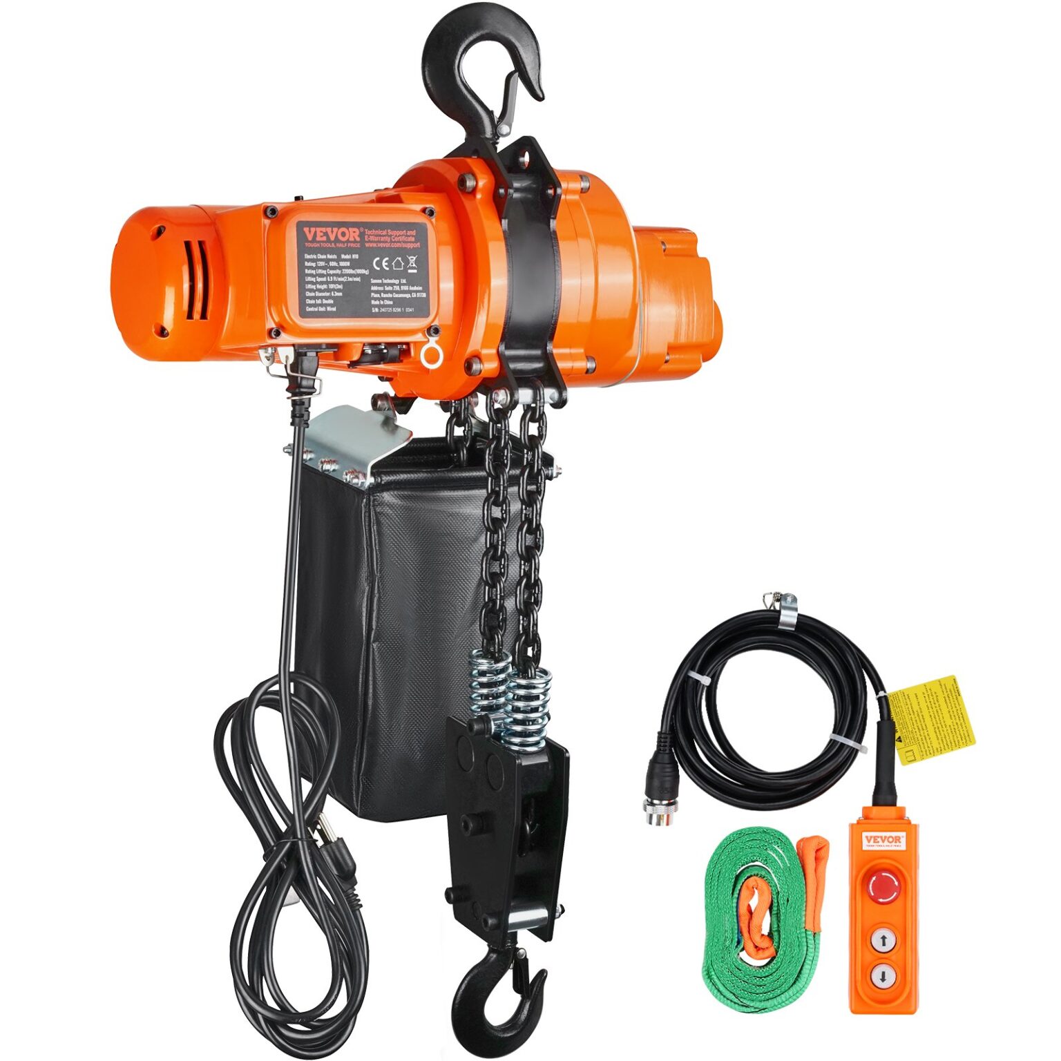 VEVOR Electric Chain Hoist, 1000 kg Load, 3 m Lift Height, Single Phase ...