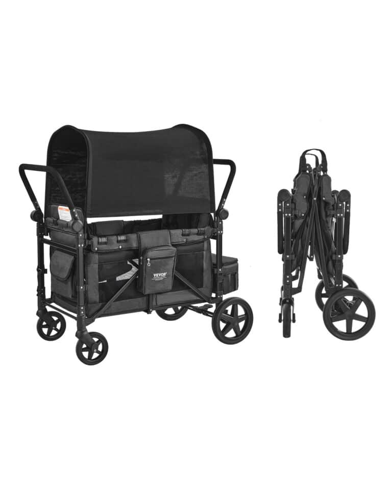 VEVOR 4-Seater Collapsible Wagon Stroller for Kids, 150kg Capacity ...