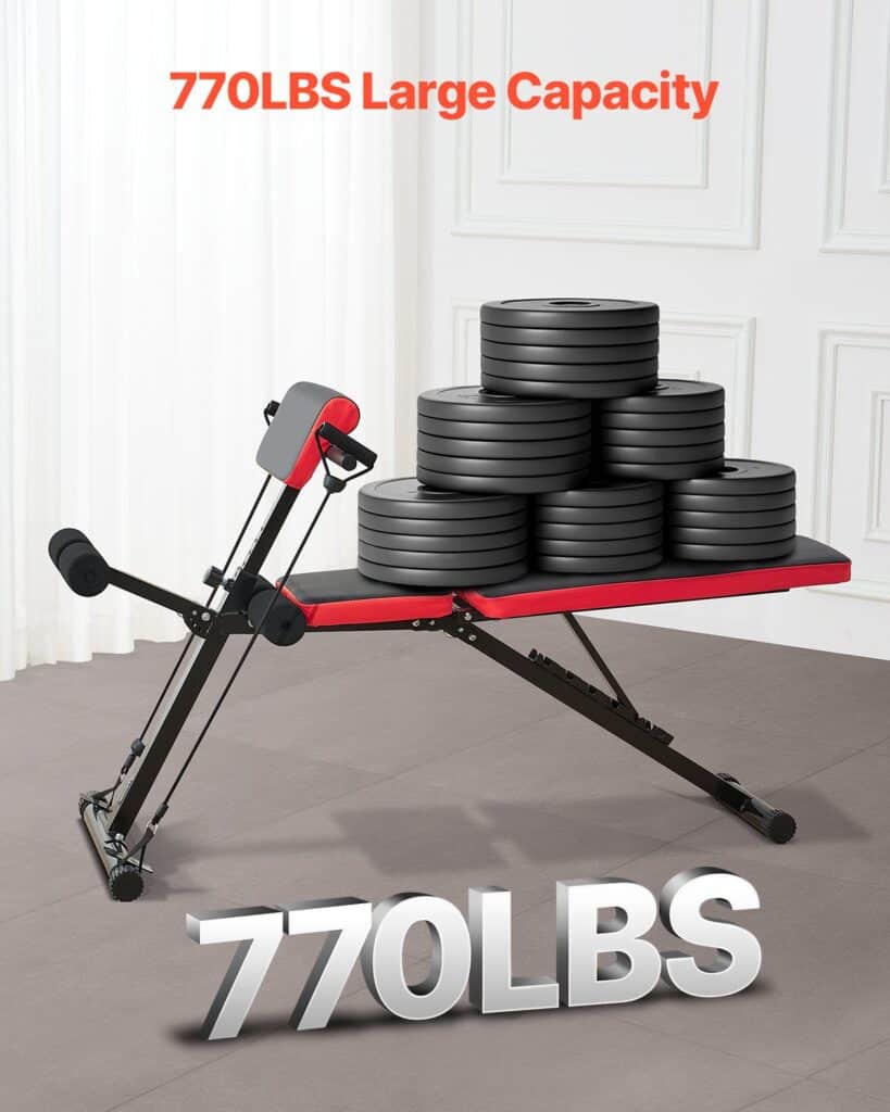 VEVOR Adjustable Roman Chair Hyperextension Bench, Foldable Back ...