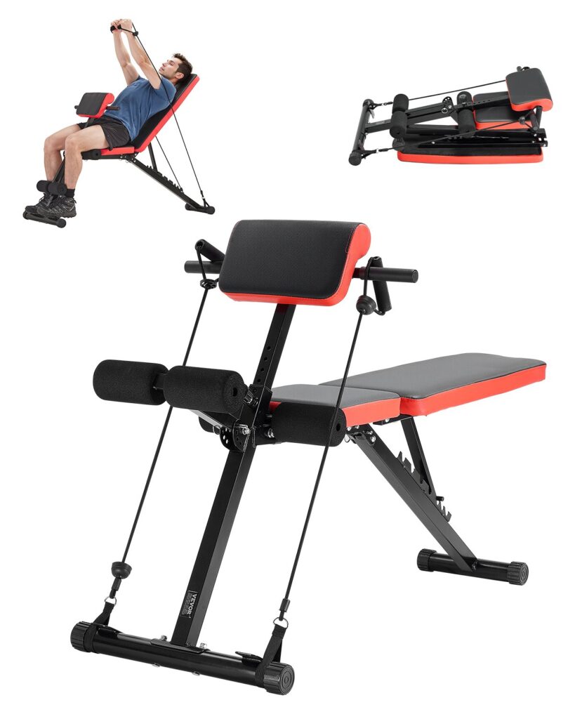 VEVOR Adjustable Roman Chair Hyperextension Bench, Foldable Back ...