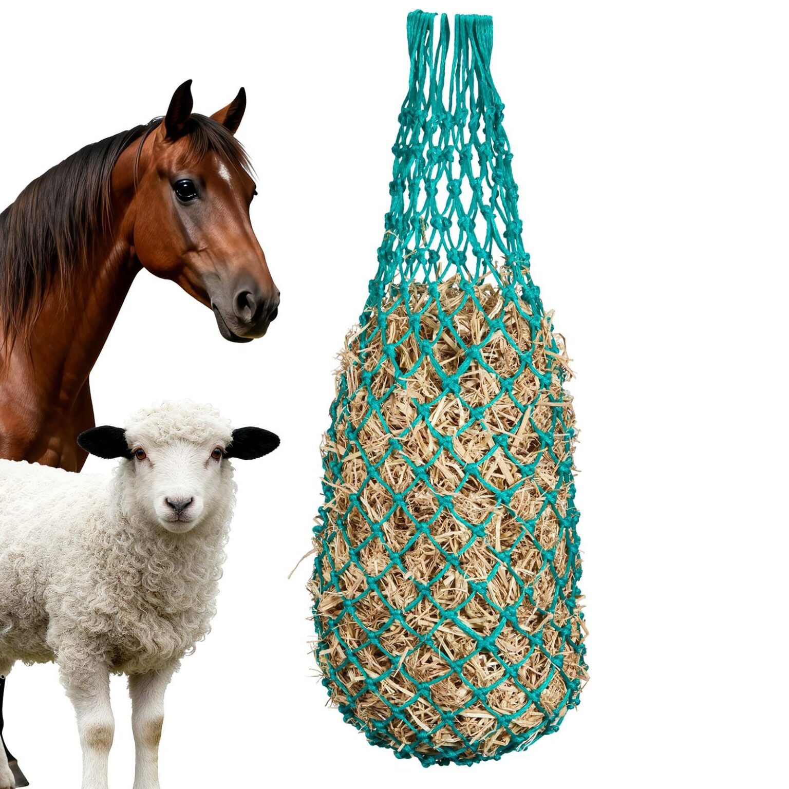 VEVOR Slow Feed Hay Nets for Horses 4PCS, 0.9m Long, 38x38mm Mesh, PE ...