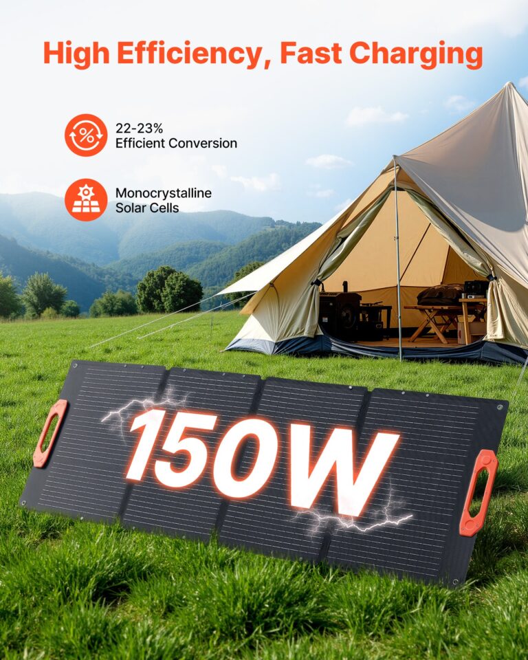 VEVOR 150W Foldable Monocrystalline Solar Panel, 23% Efficient ...