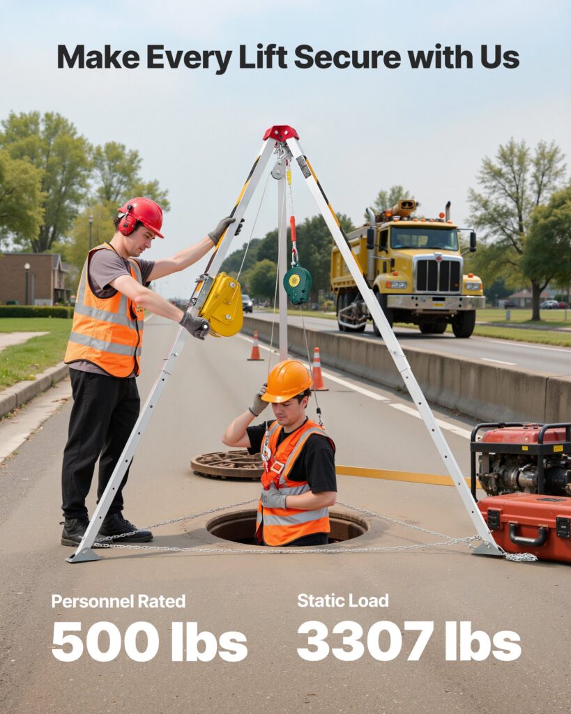 VEVOR Heavy-Duty Confined Space Tripod Kit with 1179 kg Winch ...