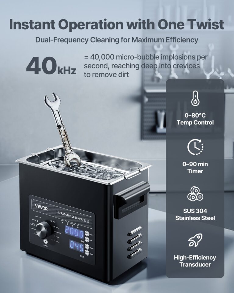 VEVOR 3L Ultrasonic Cleaner with Knob Control, Stainless Steel, Dual ...