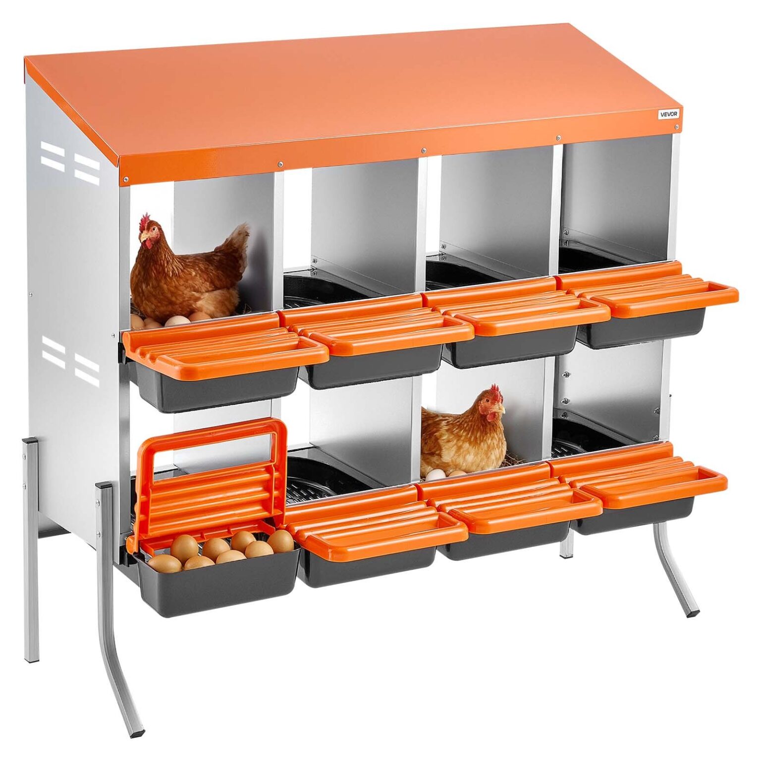 VEVOR Chicken Nesting Boxes with 8 Compartments, Roll Away Design ...