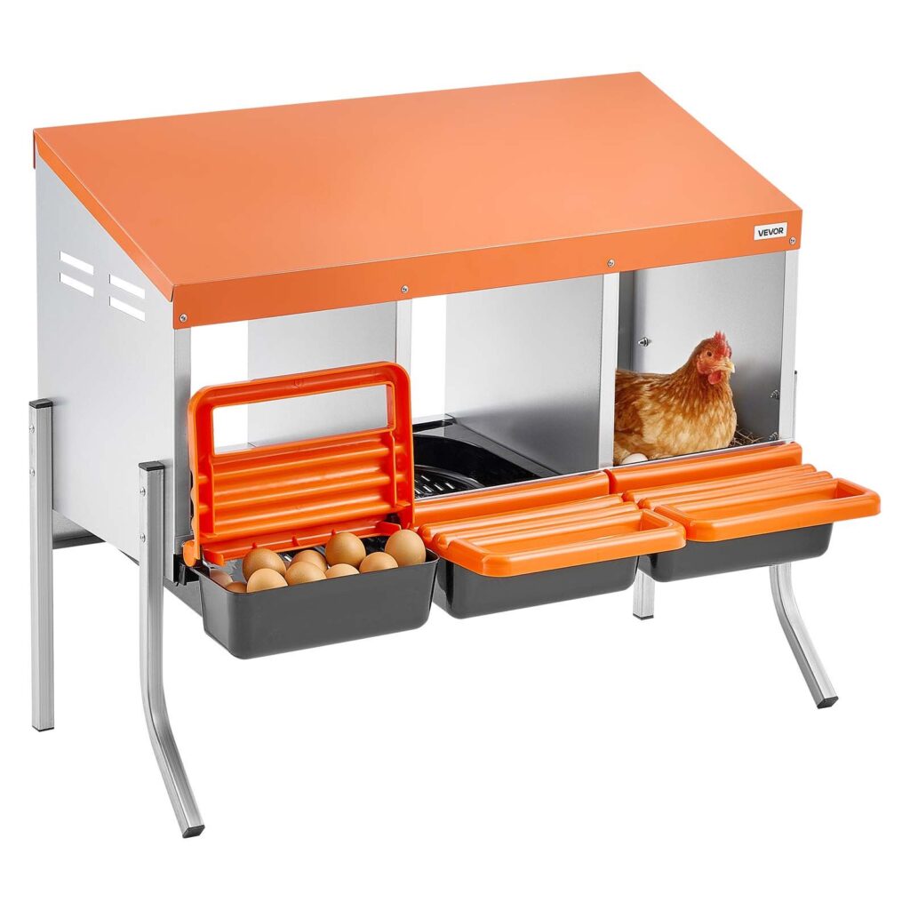VEVOR Chicken Nesting Boxes with 3 Compartments, Roll Away Design ...