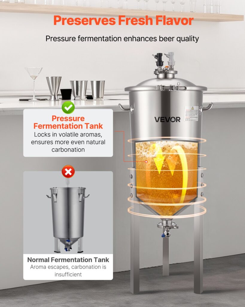 VEVOR 30L Stainless Steel Conical Fermenter with Thermometer ...
