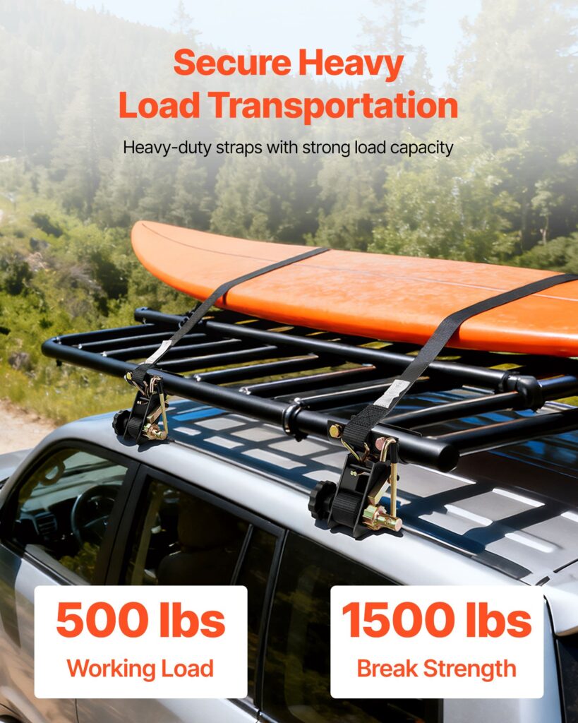 VEVOR Heavy Duty Ladder Rack Ratchet Straps 38mm x 2.25m, 227kg Load ...