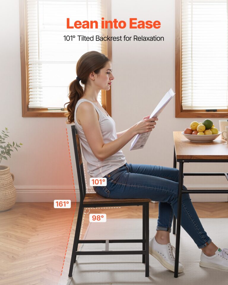 VEVOR Set of 6 Modern Farmhouse Dining Chairs, Rustic Brown MDF Seat ...