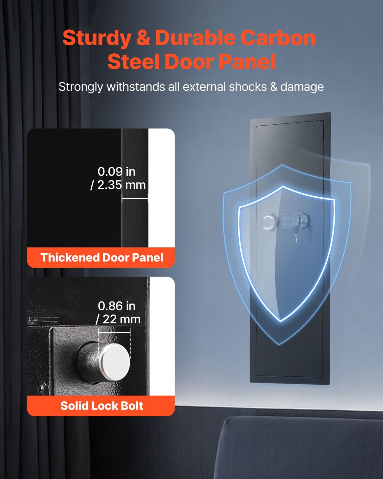 VEVOR 4-Tier Wall Mounted Hidden Safe with Password & Key, Carbon Steel ...