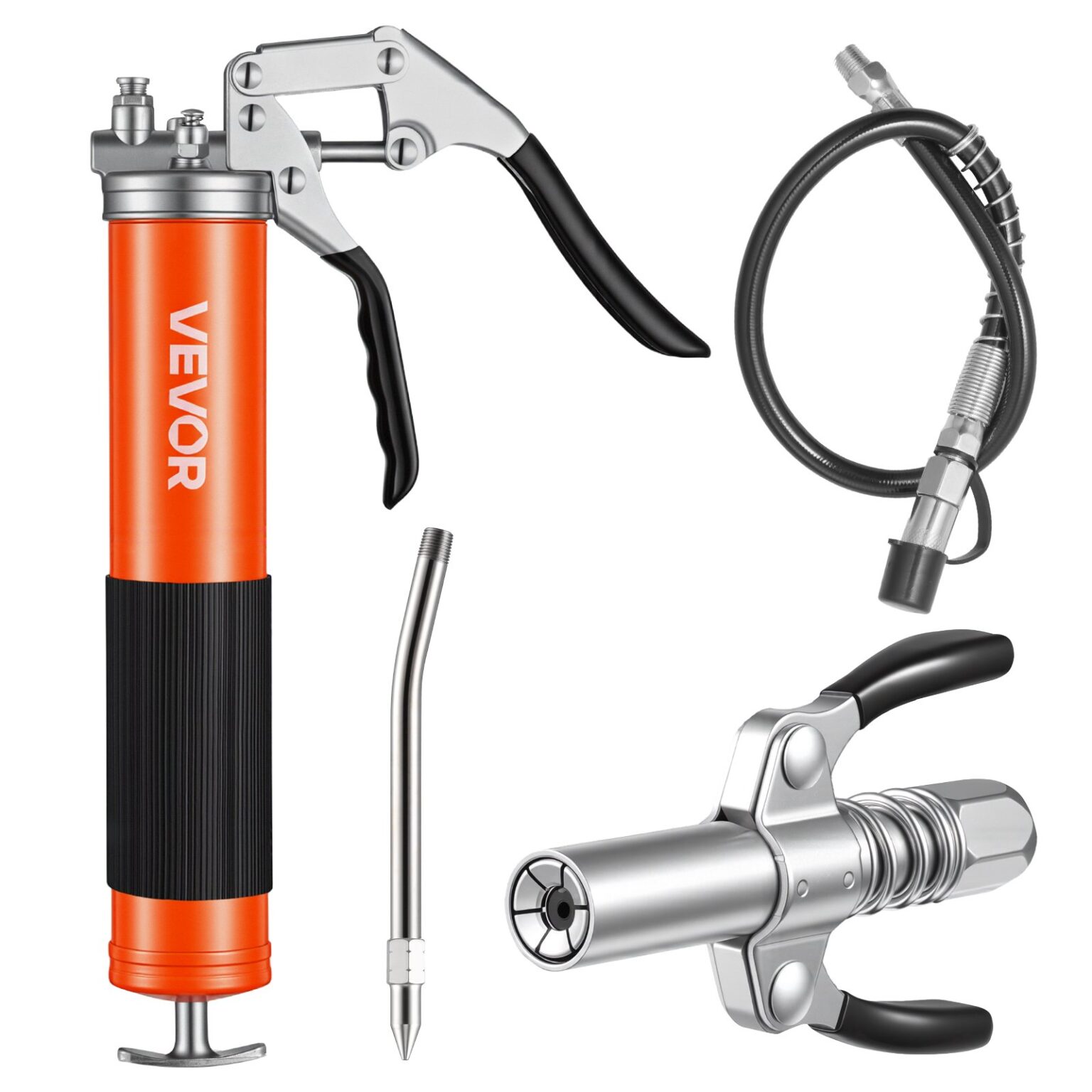 VEVOR 8000 PSI Pistol Grip Grease Gun Kit, 0.4 L Capacity, 46 cm Hose ...