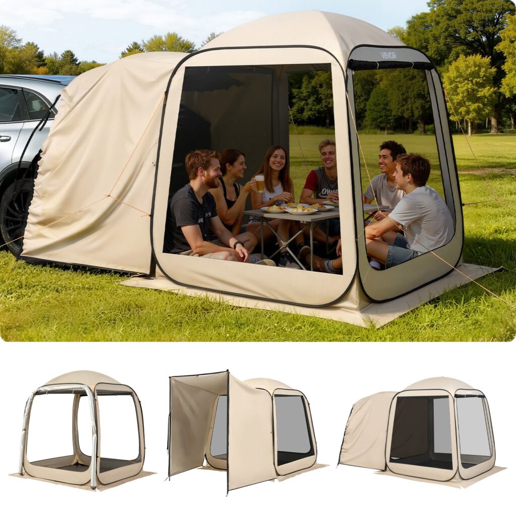 VEVOR Pop Up Screen House Tent 1825x1825x2200mm, 4-6 Person SUV ...
