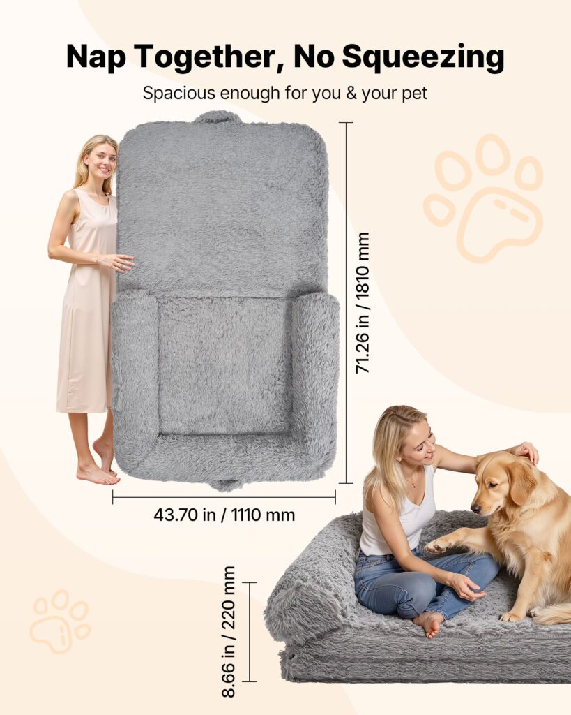 VEVOR Human-Sized Orthopedic Dog Bed 181x111x24 cm, Memory Foam Pet Bed ...