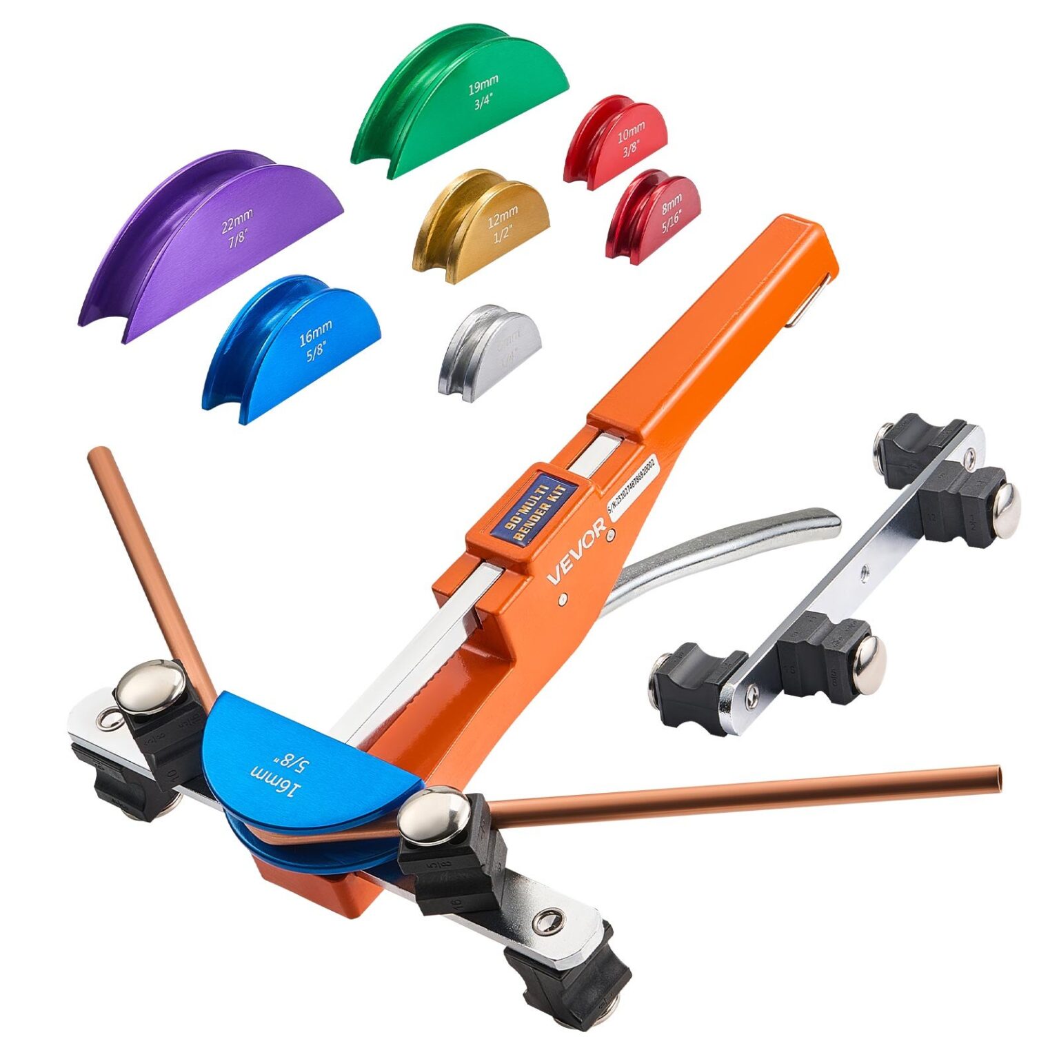 VEVOR Tube Bender Kit 6–22 mm, Ratcheting Pipe Bending Tool with 7 ...