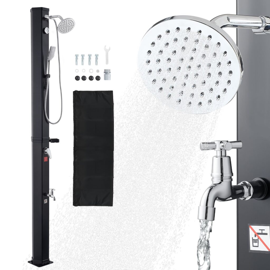 VEVOR 40L Solar Heated Outdoor Shower, 205cm Height, with Handheld ...
