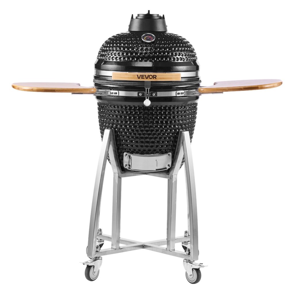 VEVOR 450mm Kamado Ceramic Charcoal BBQ Smoker Grill with Wheels ...