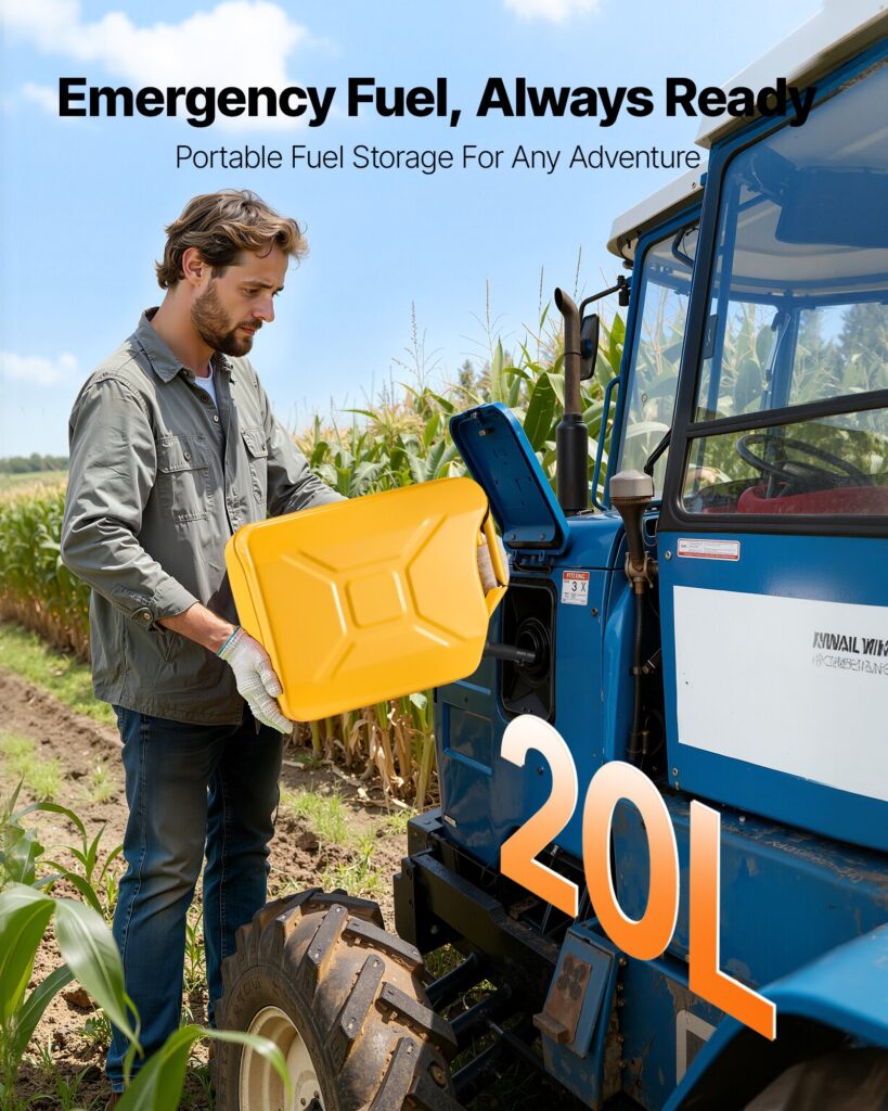 VEVOR 20L Metal Fuel Jerry Can with Spout, 6L/min Flow, Leakproof ...