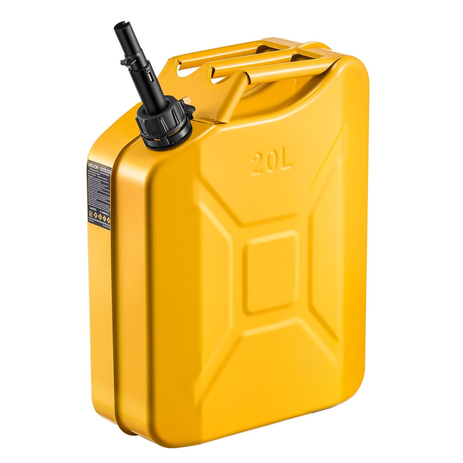 VEVOR 20L Metal Fuel Jerry Can with Spout, 6L/min Flow, Leakproof ...