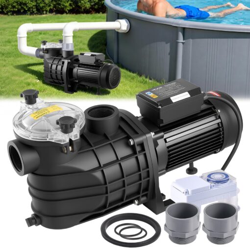 VEVOR 3000W Pool Pump with 24h Timer & Filter Basket, 35,000 L/h Max ...
