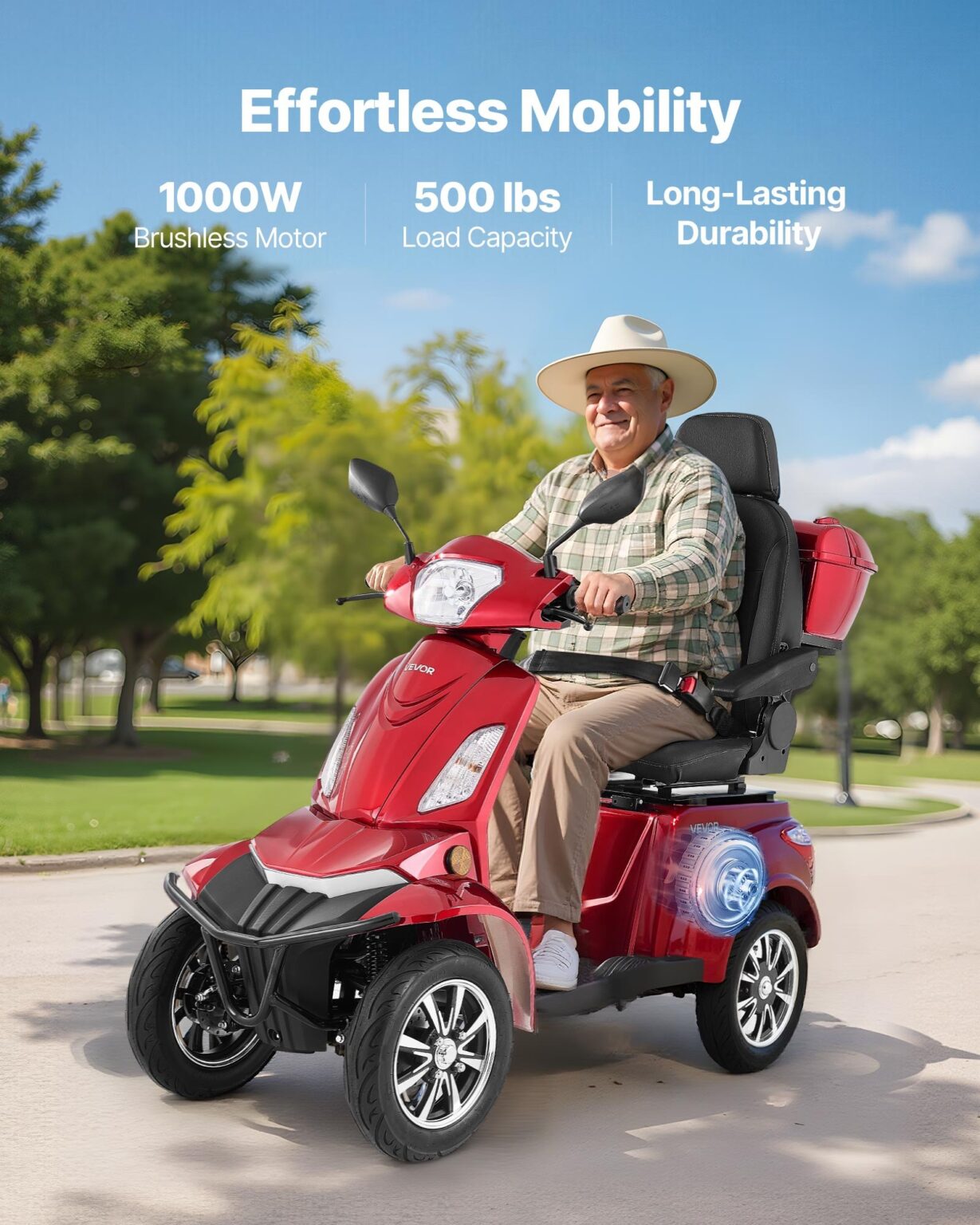 VEVOR 1000W Heavy-Duty 4-Wheel Electric Mobility Scooter for Seniors ...