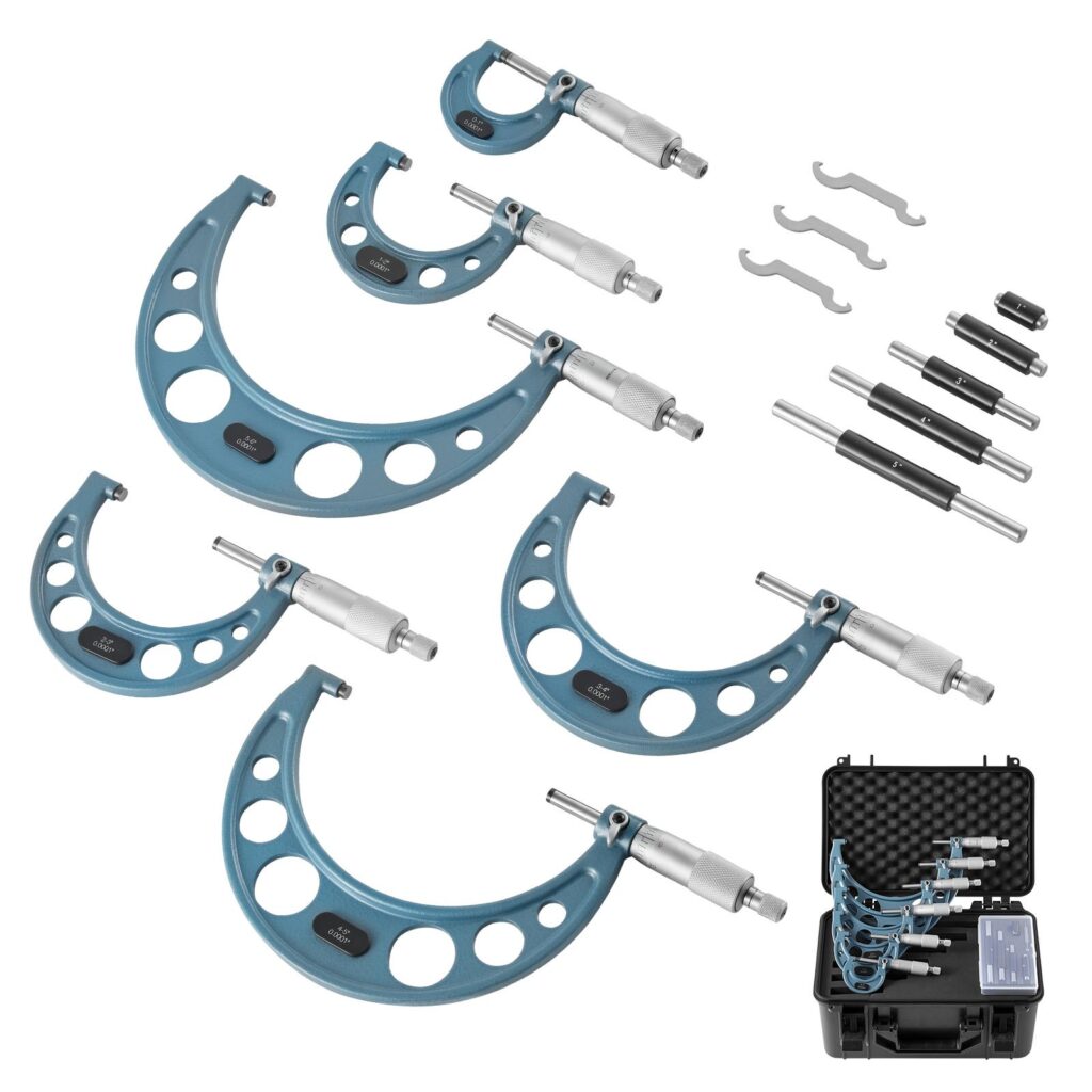 VEVOR 6-Piece Outside Micrometer Set 0–150 mm, Precision Measuring ...