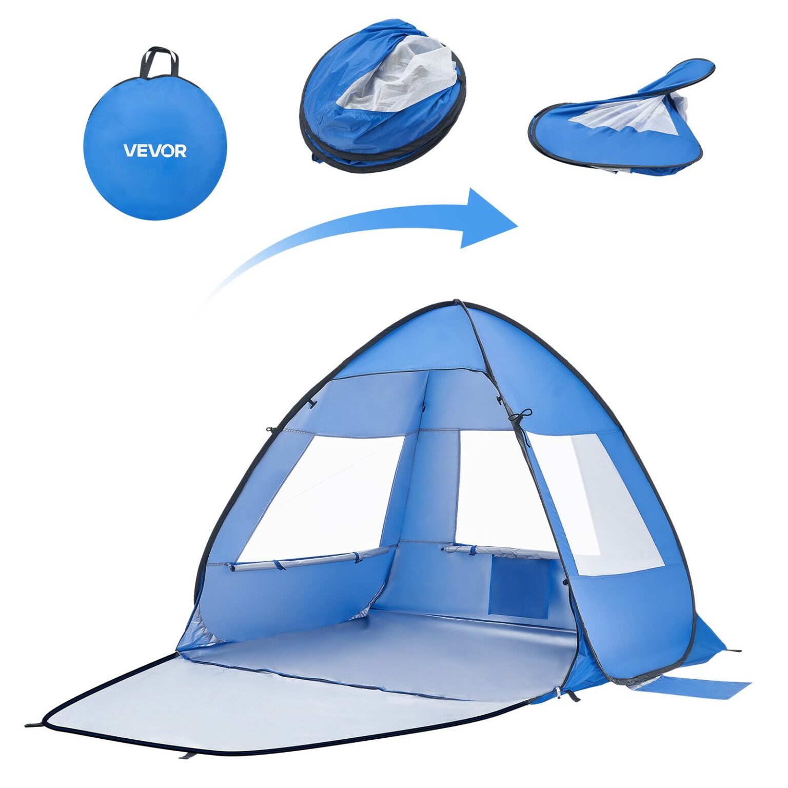 VEVOR 2-Person Beach Tent with UPF 50+ Protection, Lightweight Pop-Up ...