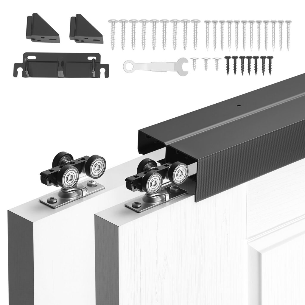 VEVOR 1830 mm Aluminum Bypass Sliding Closet Door Hardware Kit, Dual ...