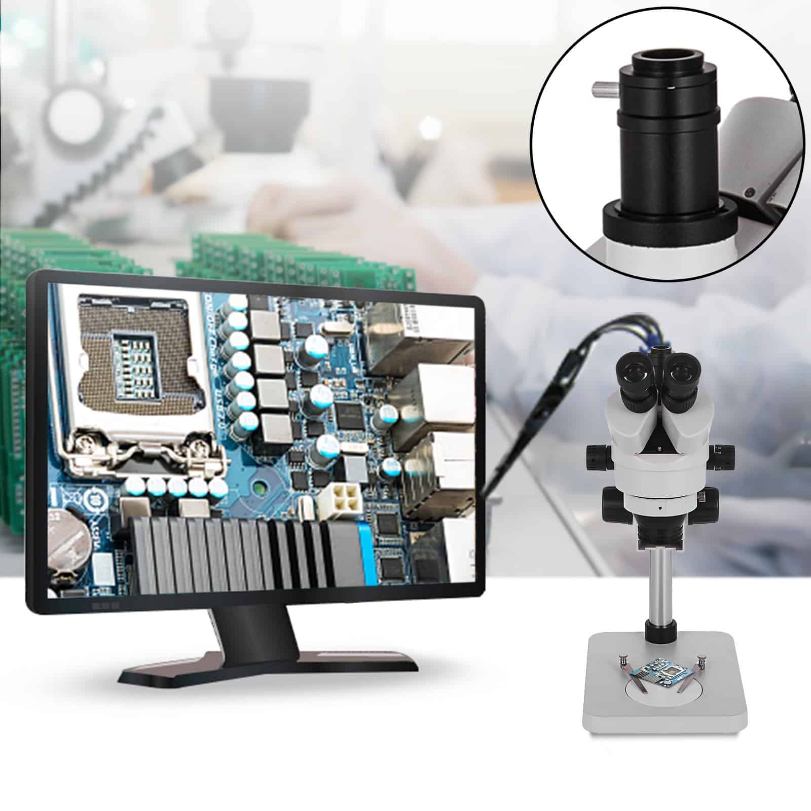VEVOR 3.5X-90X Trinocular Stereo Zoom Microscope with 360° Swivel Head ...