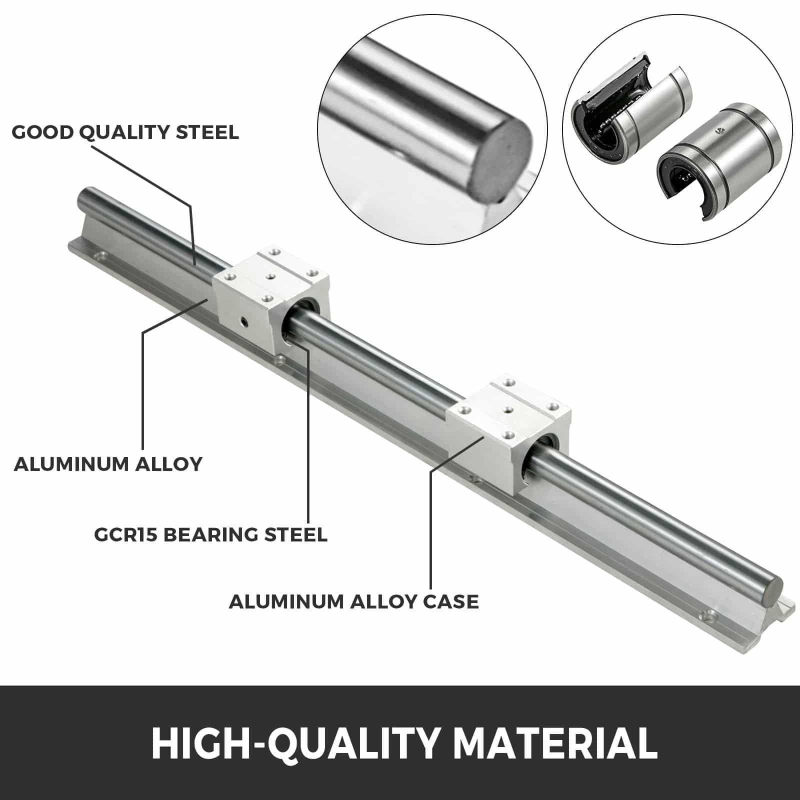 VEVOR 500mm SBR16 Linear Rail Kit – 2 Rails & 4 SBR16UU Blocks for CNC ...