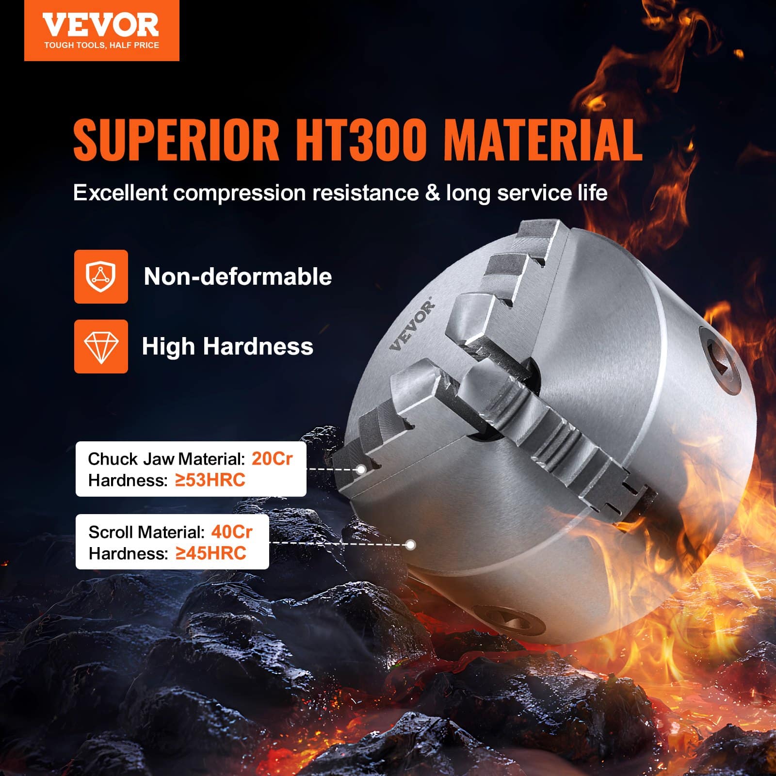 VEVOR 160 mm 3-Jaw Self-Centering Lathe Chuck with Reversible Jaws & T ...