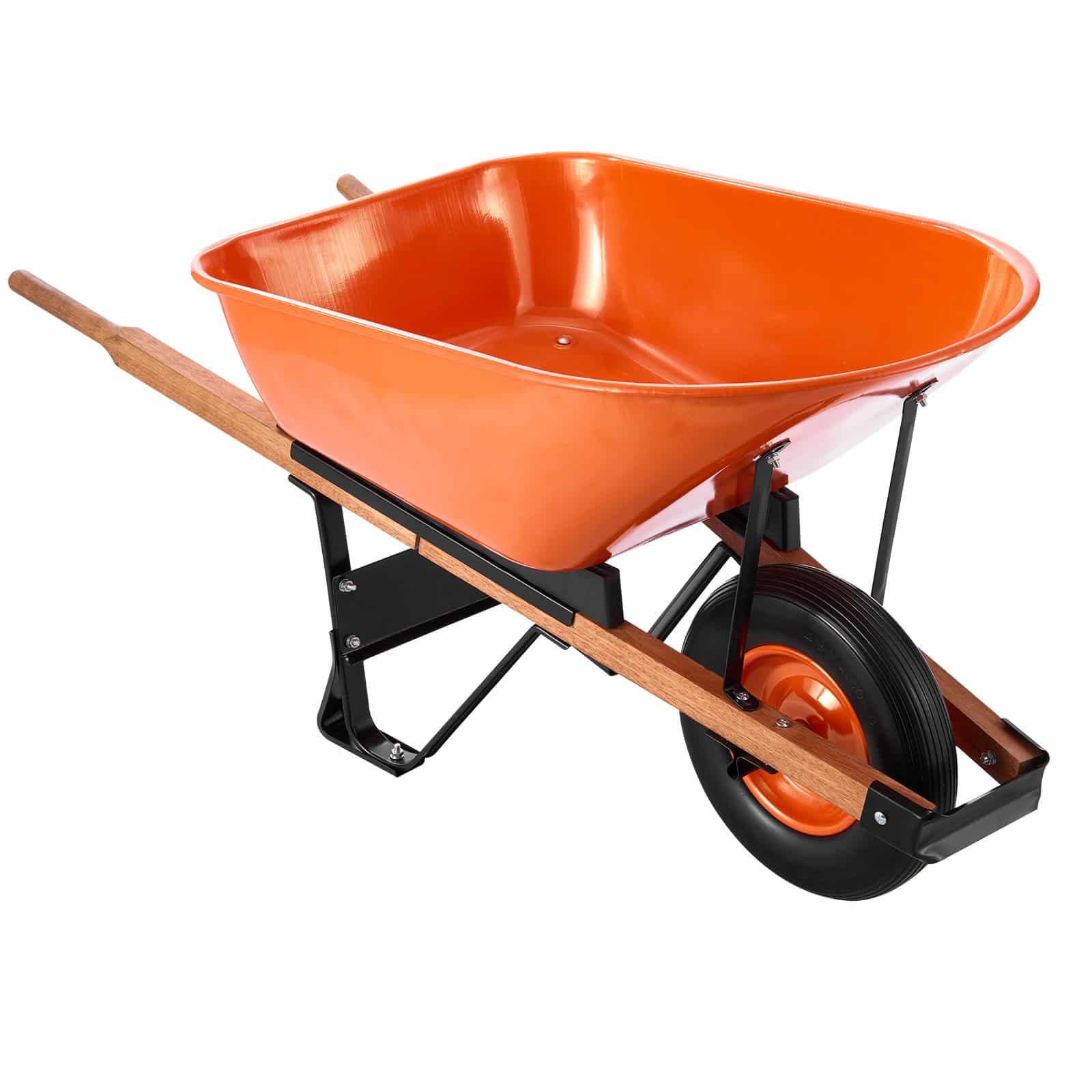 VEVOR One-Wheel Garden Wheelbarrow, 150 kg Load, 6 Cu. Ft. Tray, Foam ...