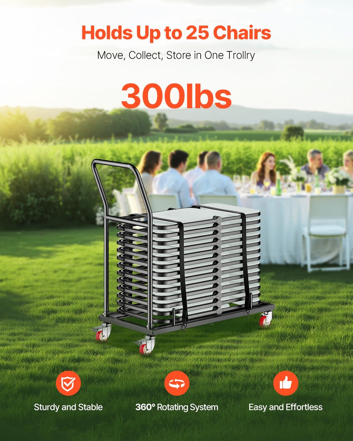VEVOR Folding Chair Rack, 136 kg Capacity, Holds 25 Chairs, Heavy-Duty ...