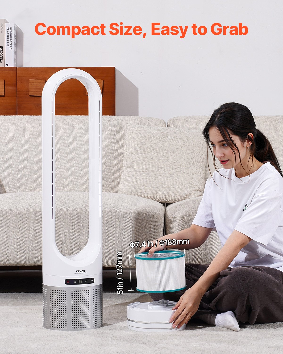 VEVOR HEPA & Carbon Replacement Filter for Bladeless Tower Fans – Multi ...
