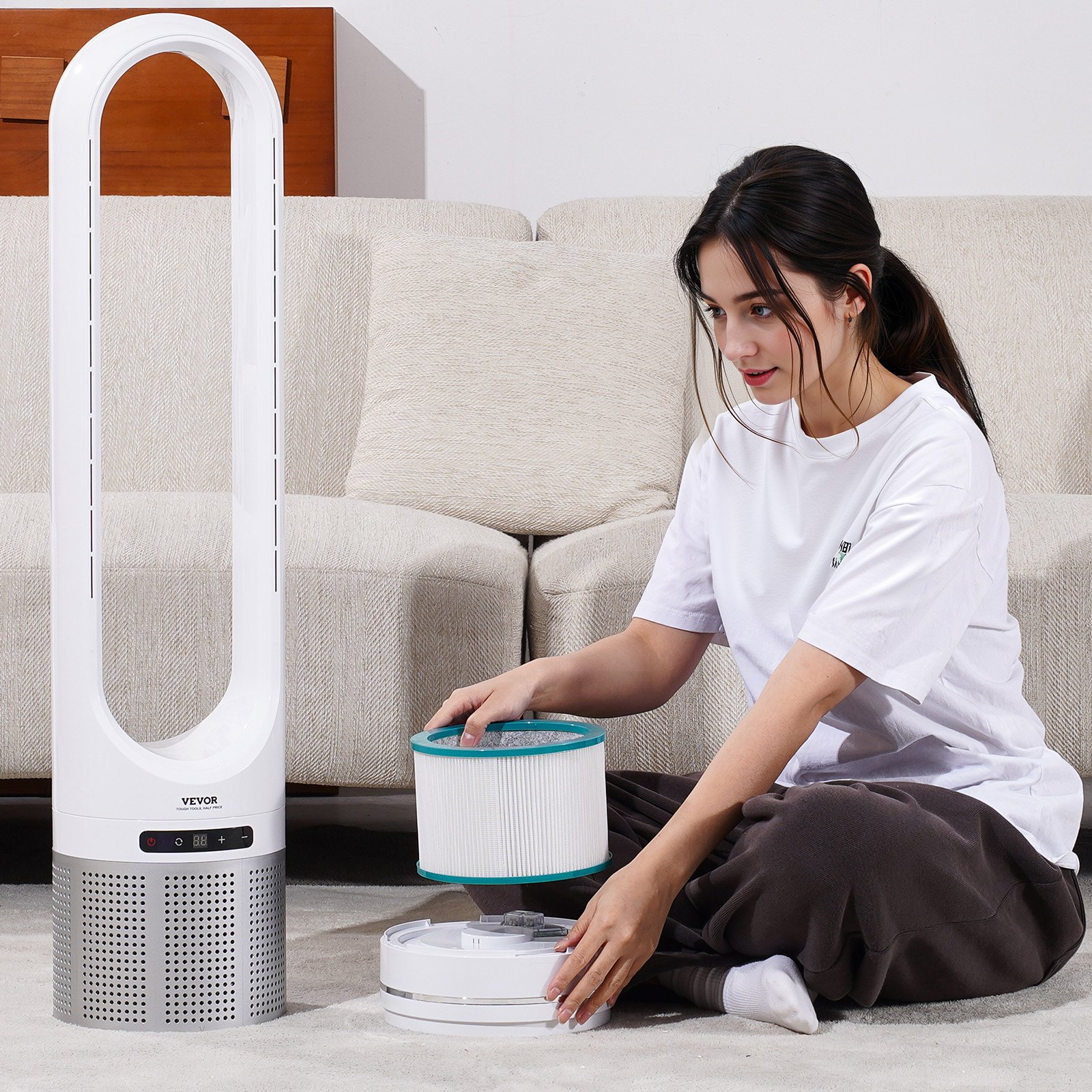VEVOR HEPA & Carbon Replacement Filter for Bladeless Tower Fans – Multi ...
