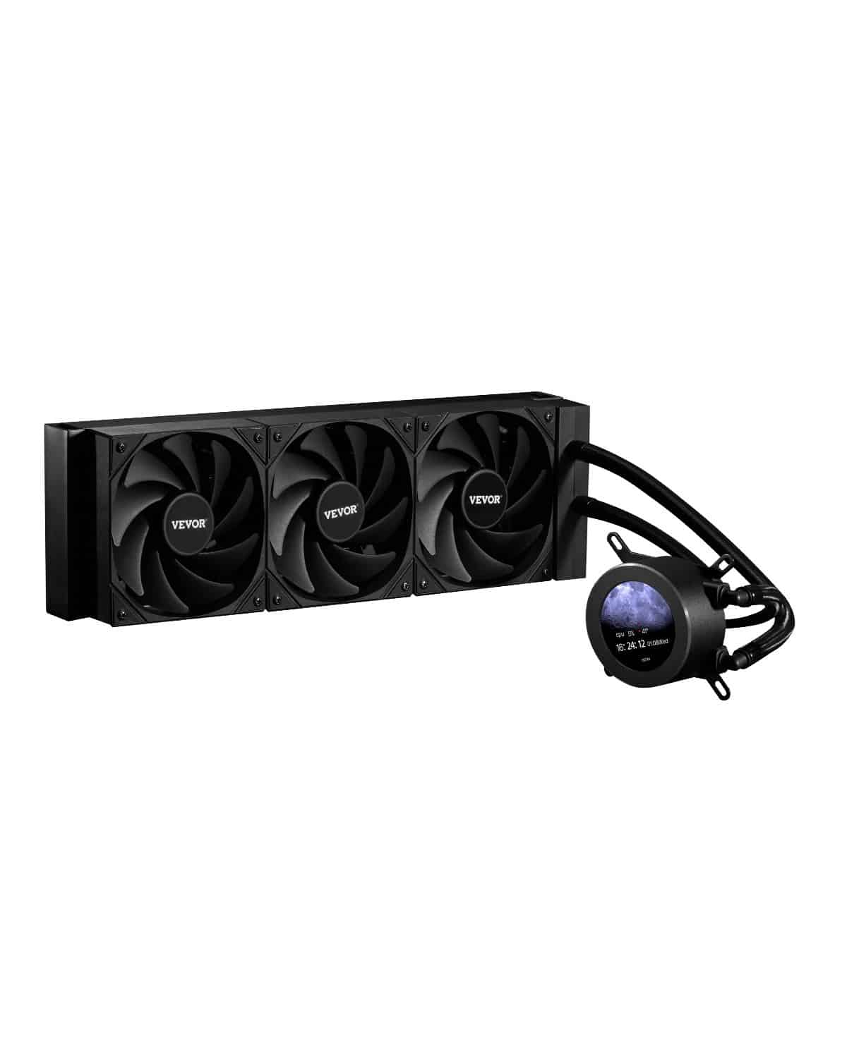 VEVOR AIO Liquid CPU Cooler with 3x120mm PWM Fans, 2.1'' LCD Display ...