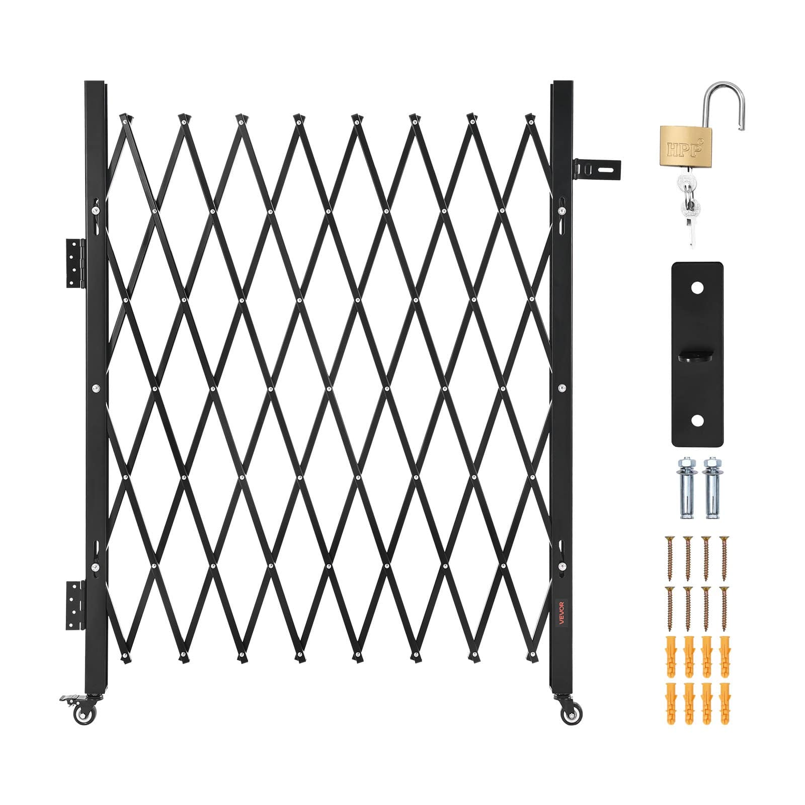 VEVOR Retractable Folding Security Gate 170×131 cm, Lockable Steel ...