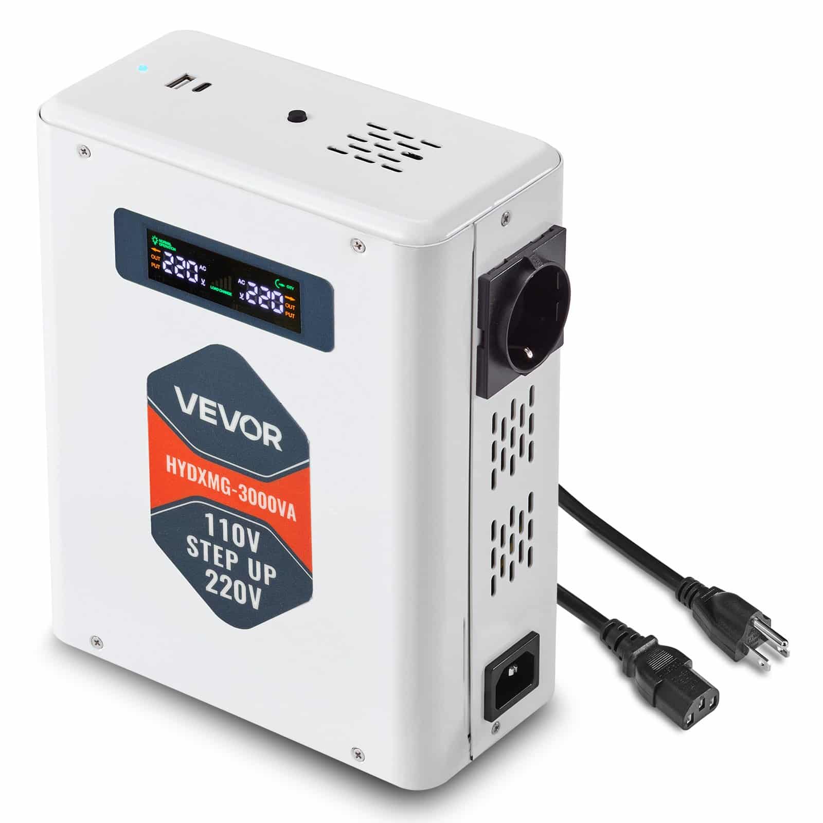 VEVOR 3000VA Step Up Voltage Converter 110V to 220V, EU Sockets, USB ...