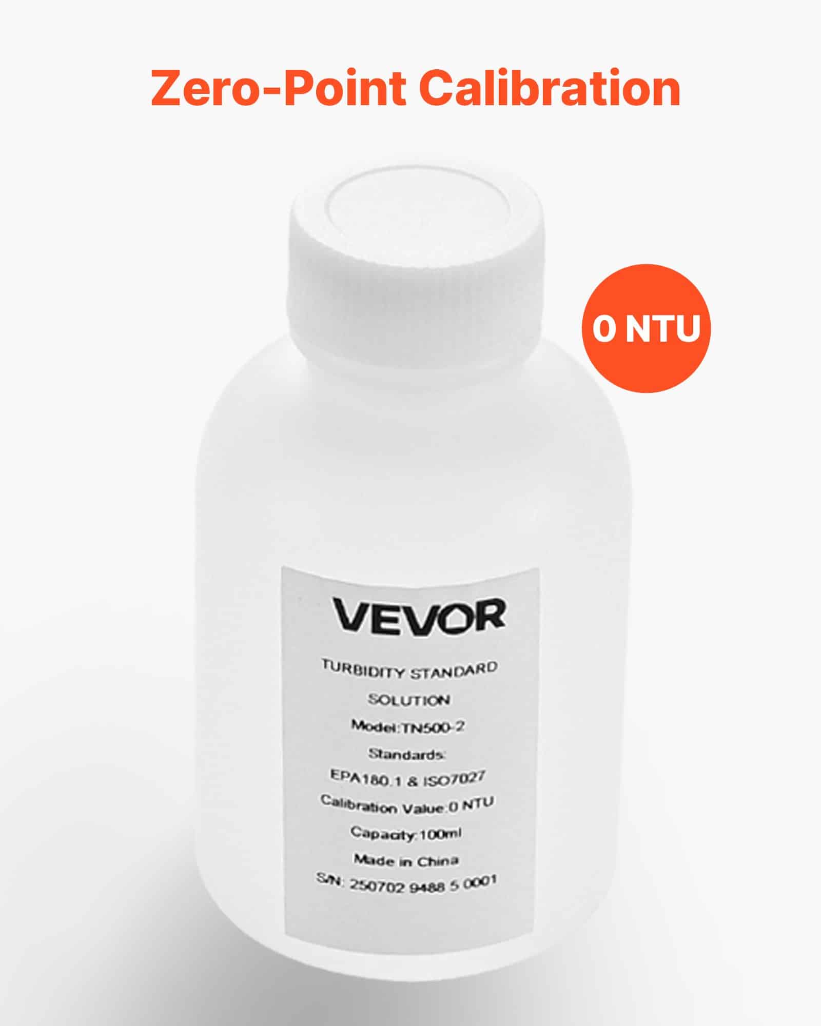 VEVOR 0 NTU Turbidity Calibration Solution, 100ml, EPA Approved, Zero ...