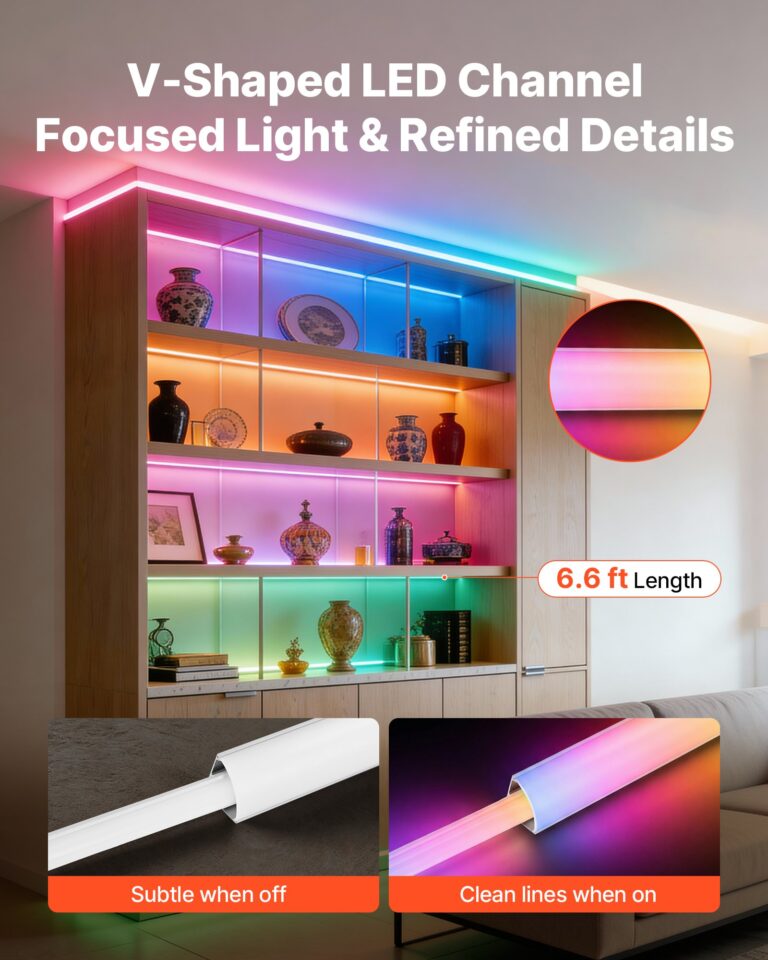 VEVOR 10-Pack 2 m V-Shape LED Alumīnija Kanāli ar Piena Difuzora Vāku ...