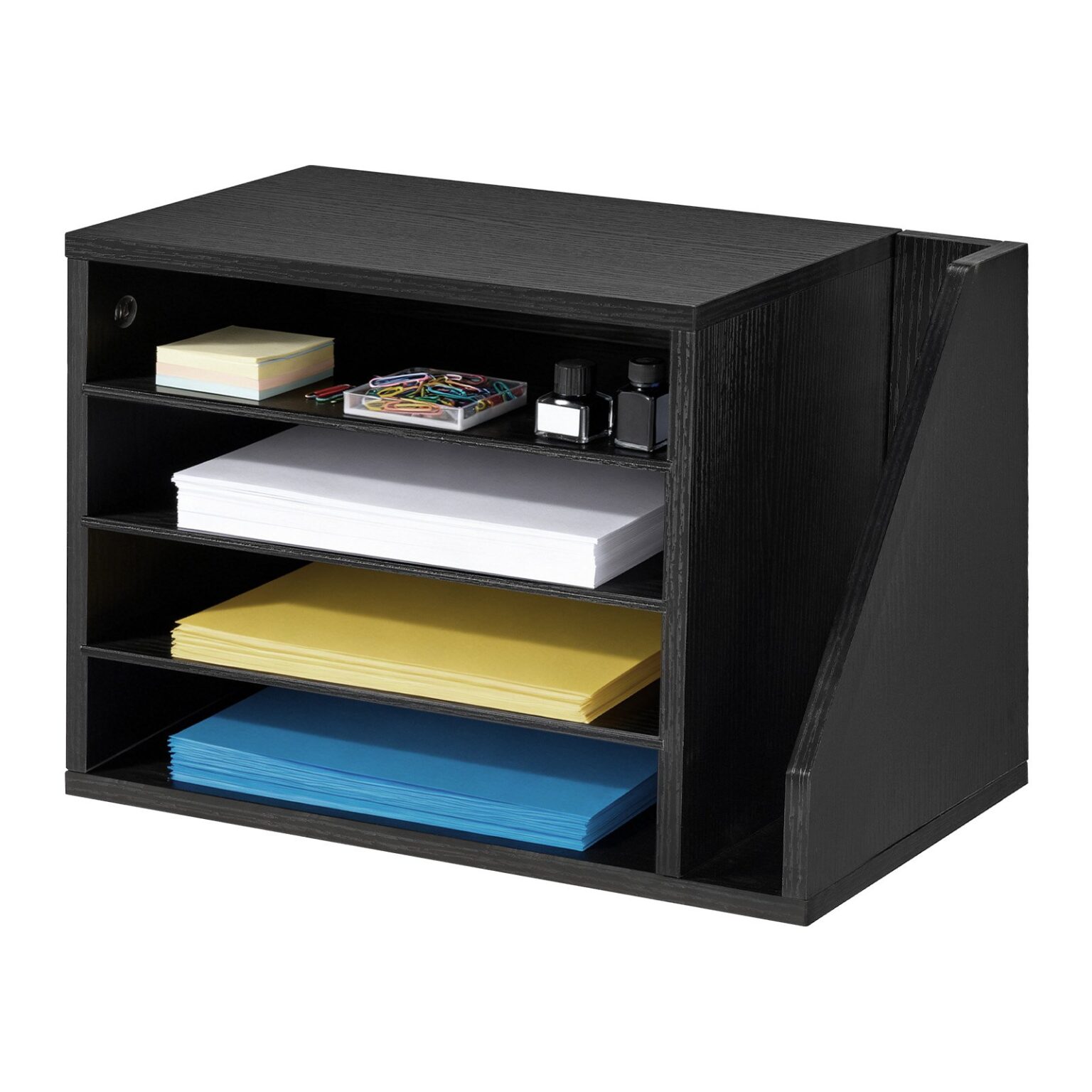 VEVOR 4-Compartment Wooden Literature Organizer with Side File Storage ...