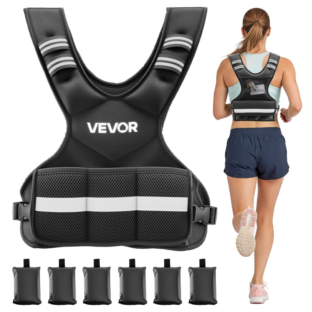 VEVOR Adjustable Weighted Vest 4–10 kg, X-Shape, 6 Removable Weights ...