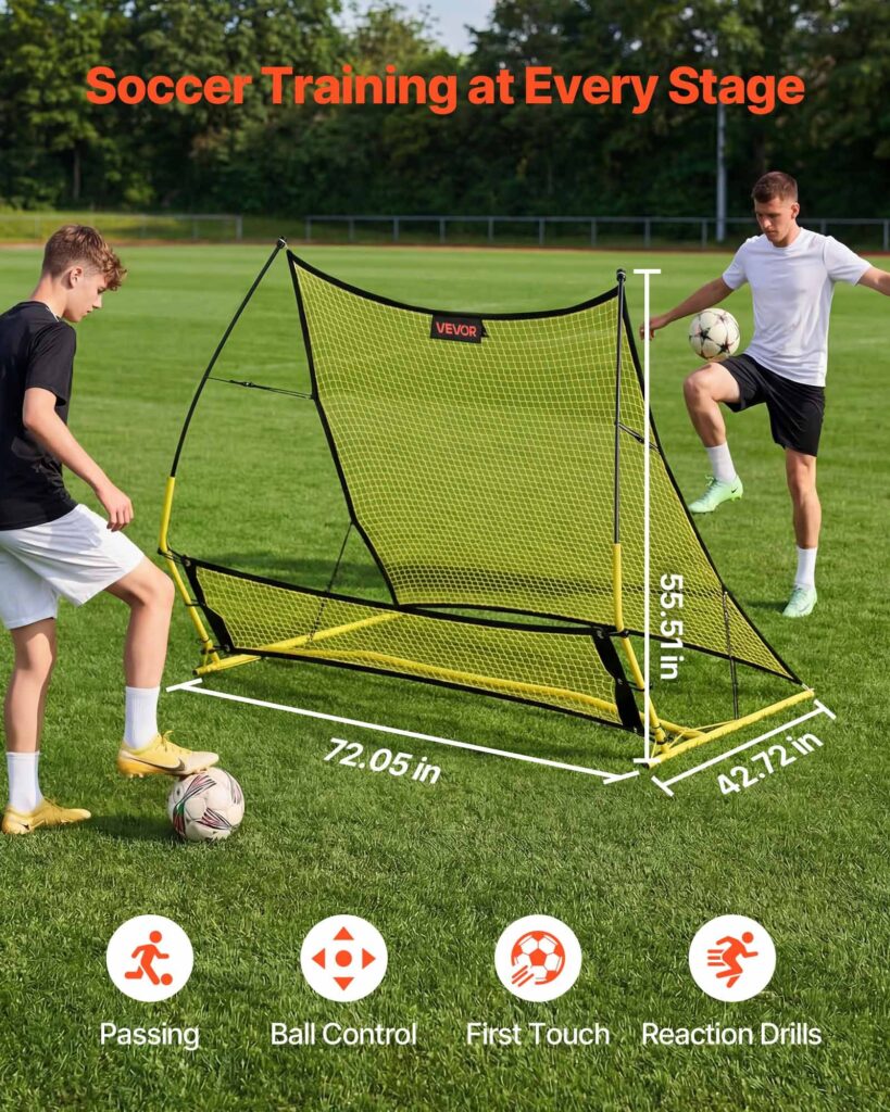 VEVOR 2-in-1 Soccer Rebounder Net 1830 x 1085 mm, Dual-Sided Goal for ...