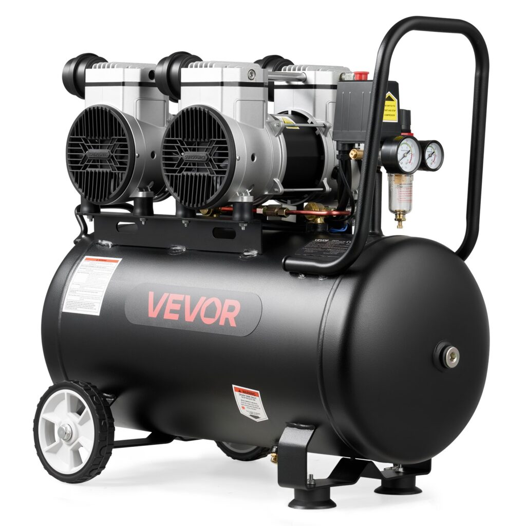VEVOR 50L Oil-Free Air Compressor 3kW, 255 L/min 8 Bar, Quiet Portable ...