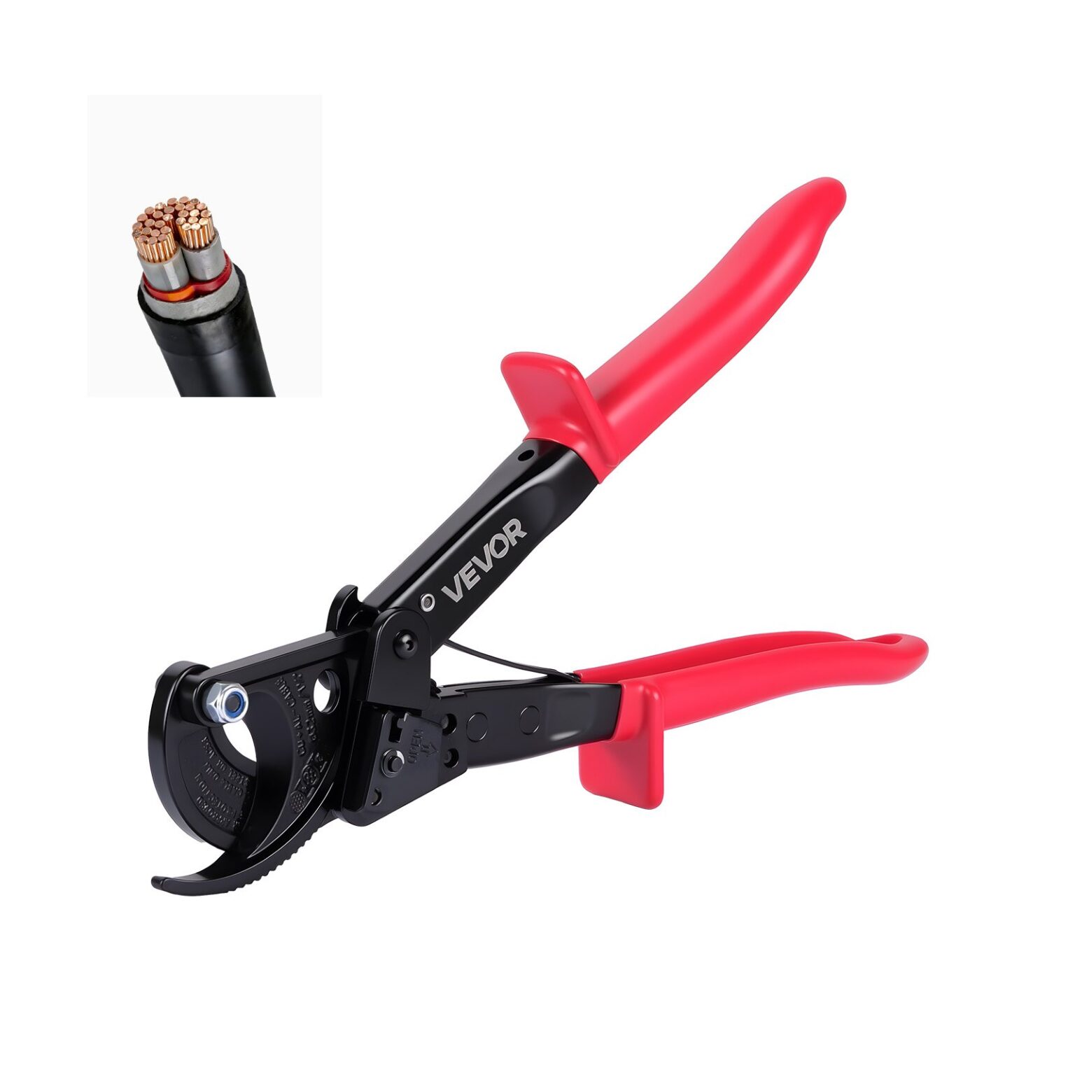 VEVOR Ratcheting Cable Cutter 240 mm², Spring Steel Blades, PVC Handles ...